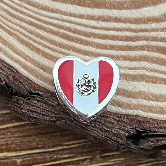 Pandora | Jewelry | Pandora Peru Flag Heart Bead Charm | Poshmark